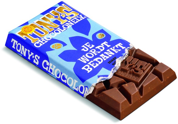 Chocolade Tony's Chocolonely je wordt bedankt reep melk karamel biscuit ...